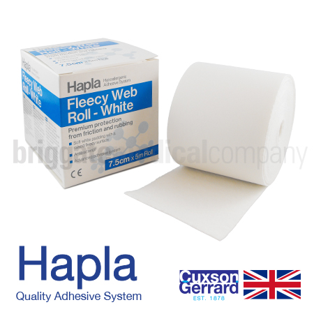 Hapla Fleecy Web Anti-bacterial - White 7.5cm x 5M Roll - Briggate ...
