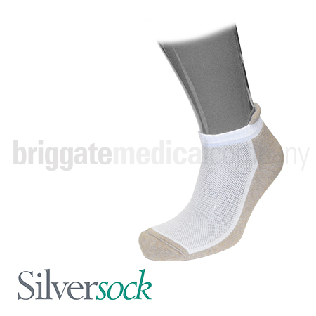 SilverSocks Adult Anklet Socks 7-12 White Pair - Briggate Medical Company